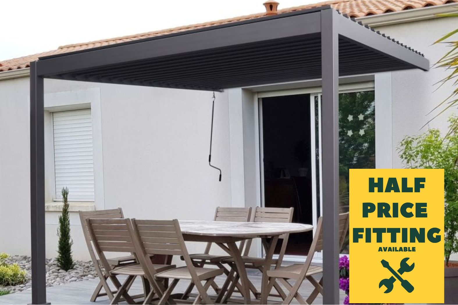 Nova Titan Wall-Mounted Aluminium Pergola | Norwich Camping